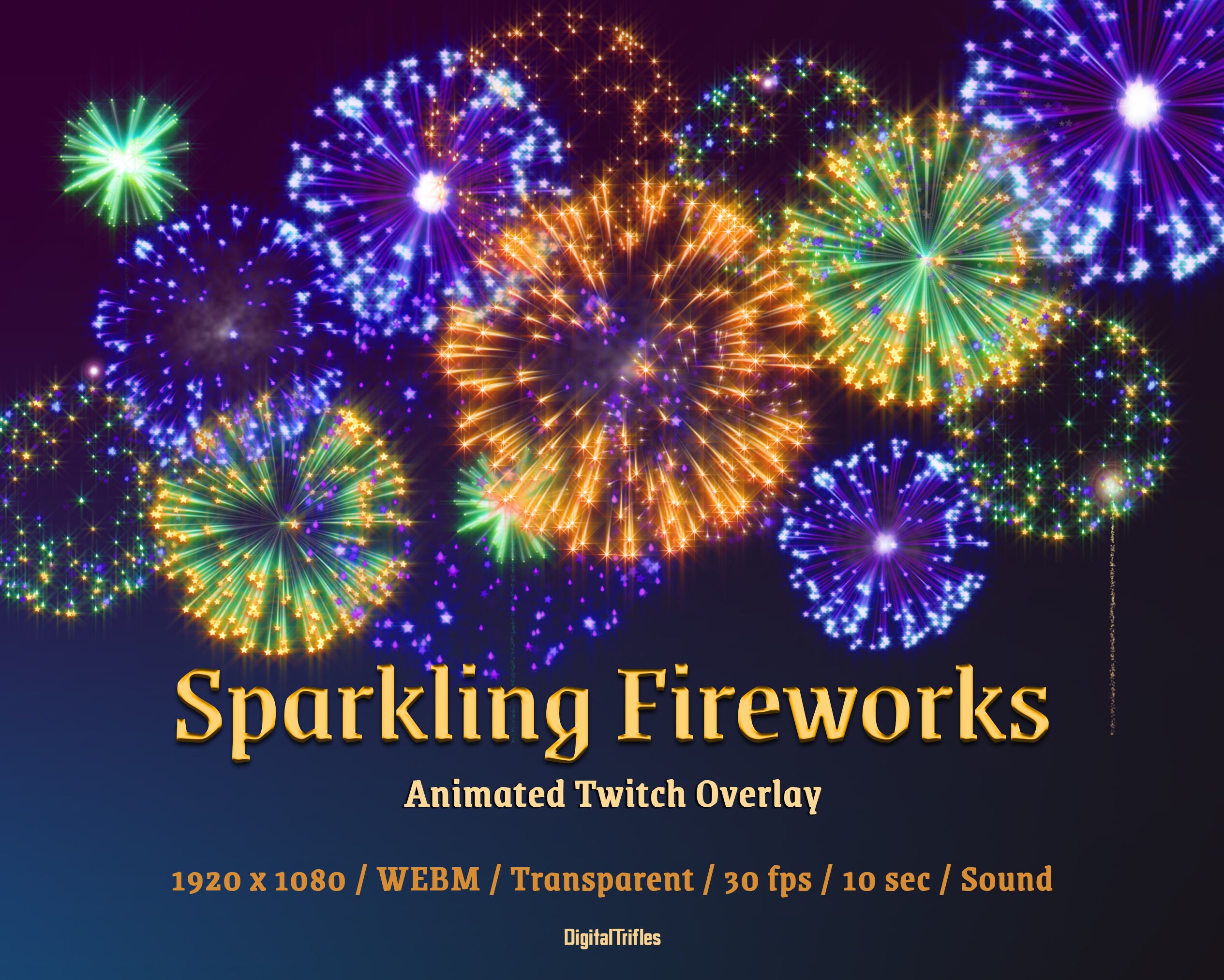 Animated Sparkling Fireworks, Twitch Overlay, Stream Alerts and Decor ...