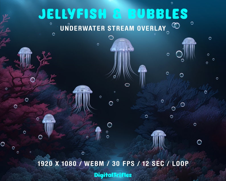 Animated Stream Overlay, Jellyfish and Bubbles, Underwater Twitch ...