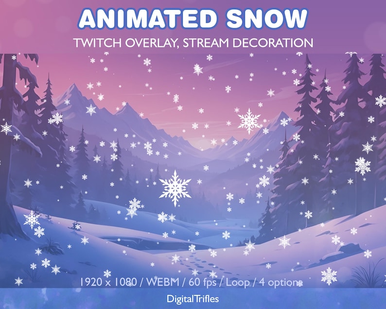 Animated Snow Twitch Overlays, Stream Assets, Winter and Christmas ...
