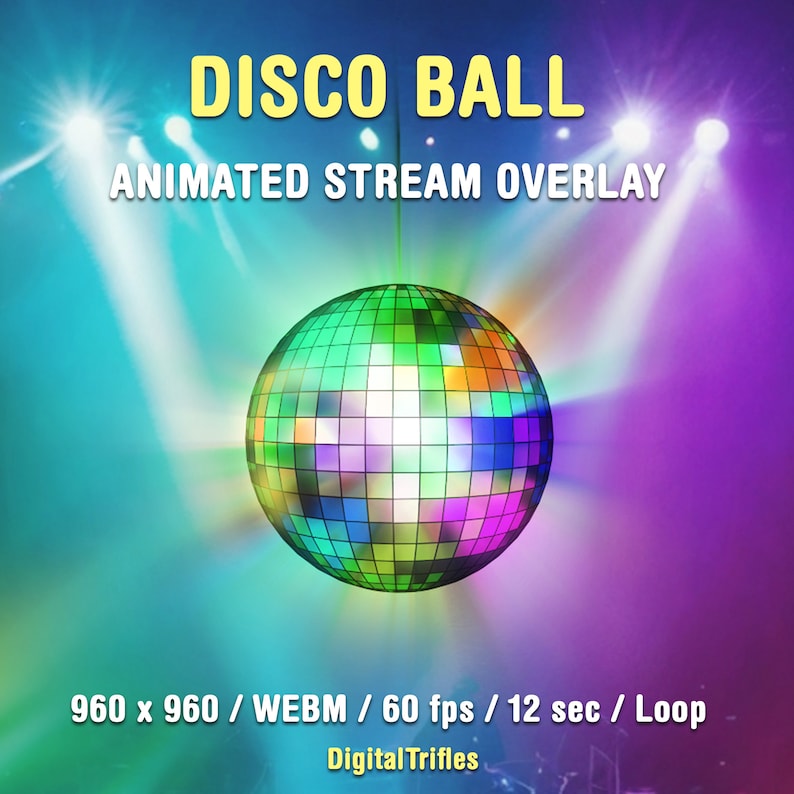 Spinning Disco Ball Twitch Overlay, Mirror Ball Stream Asset for ...