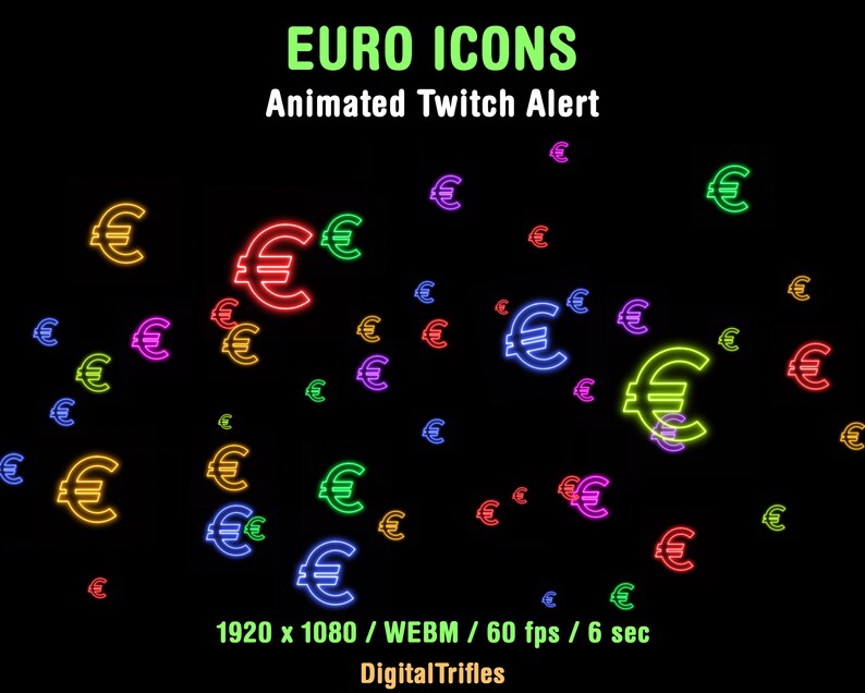 Euro Symbol Twitch Donations Alert, Colorful Money Sign Stream Overlay ...