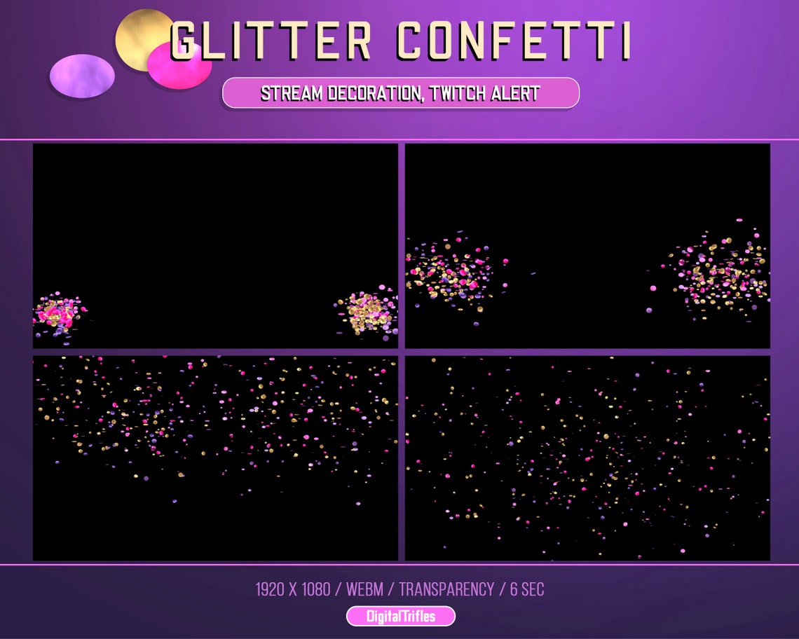 Twitch Confetti Overlay, Stream Alert, Animated Decoration, Festive ...