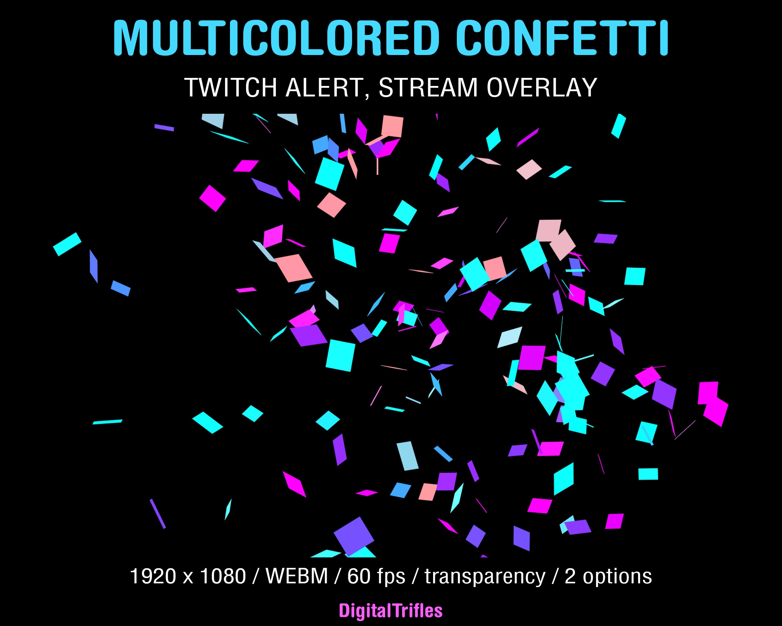Twitch Alerts Animated Confetti, Stream Overlays Multicolored Animation ...