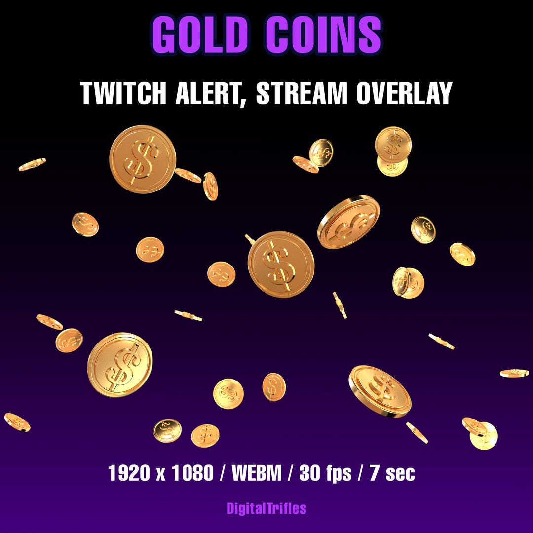 Falling Gold Coins Twitch Alert, Animated Stream Overlay, Money Rain ...
