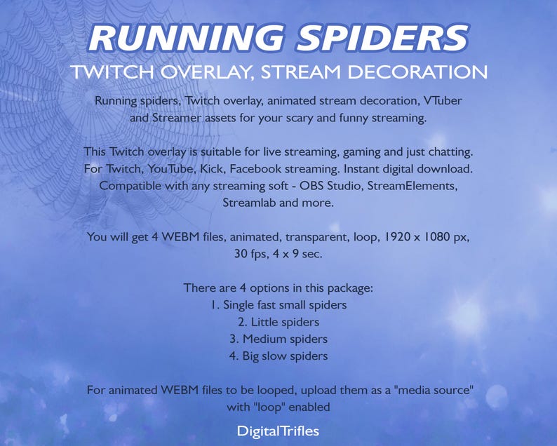 Running Spiders, Animated Twitch Overlays, Halloween Stream Assets ...