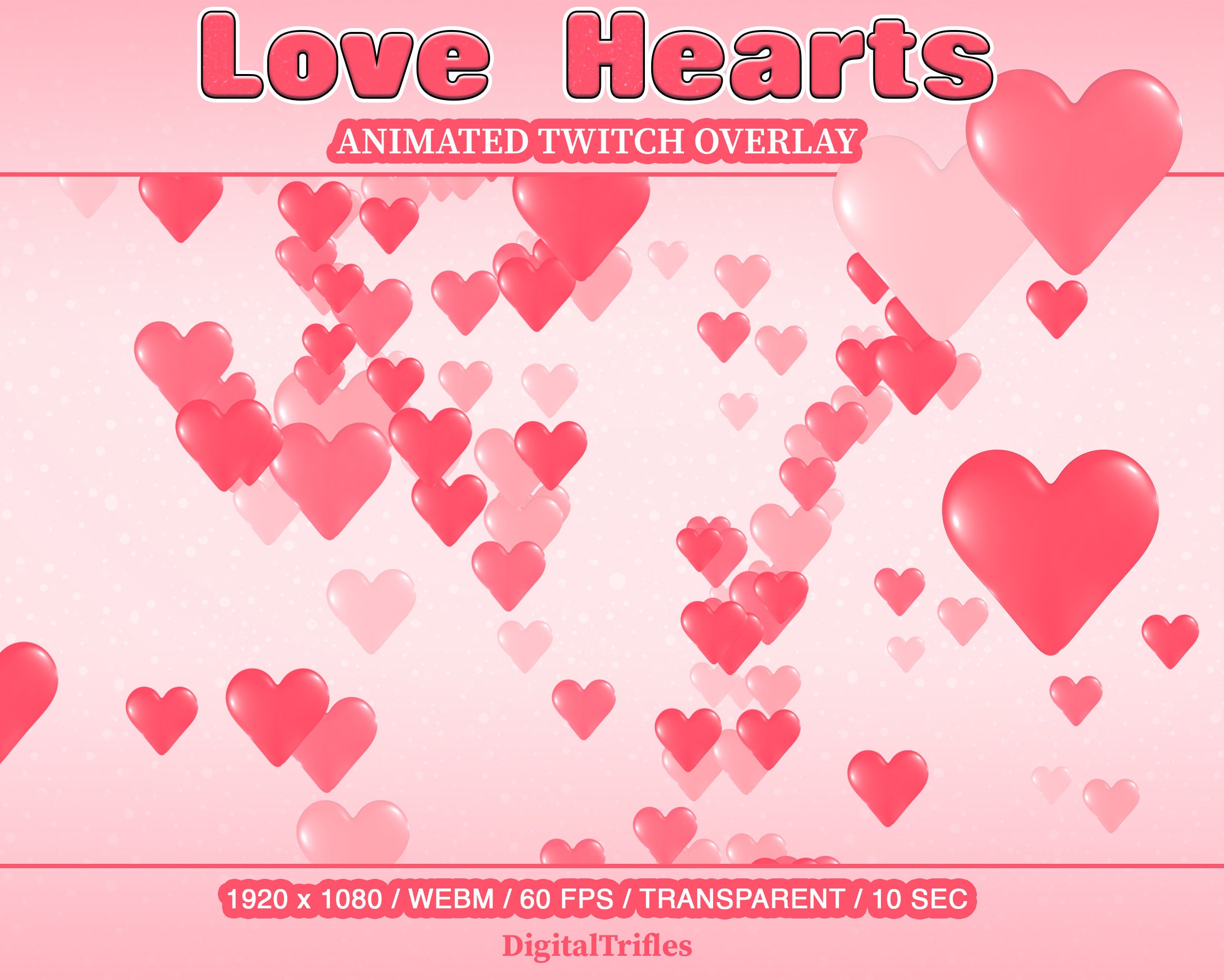 Animated Twitch Overlay Pink and Red Hearts, Cute Fullscreen Stream ...