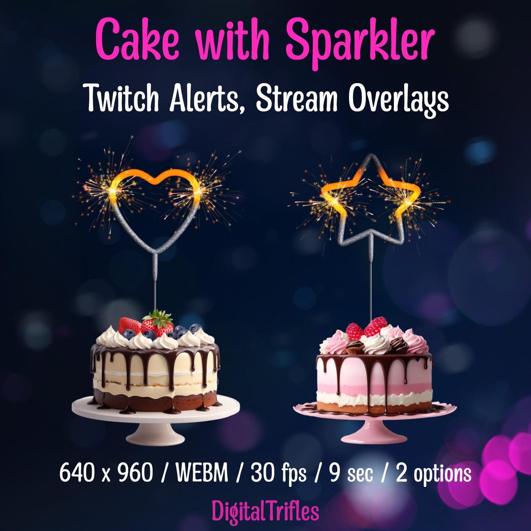 Twitch Alerts Cake Sparklers, Animated Stream Overlays, Happy Birthday ...