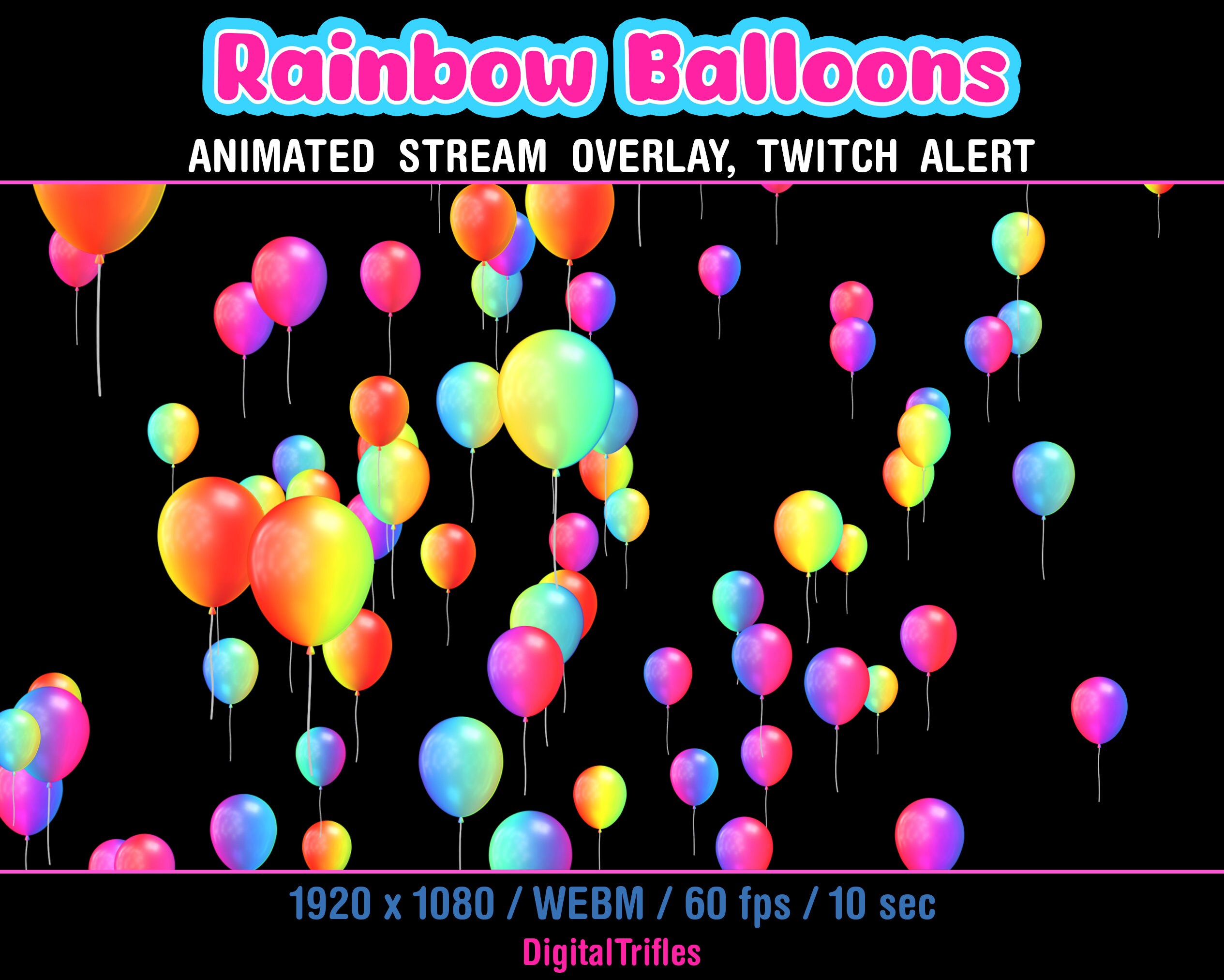Stream Overlay Rainbow Balloons, Twitch Alert, Bright Colorful Animated ...