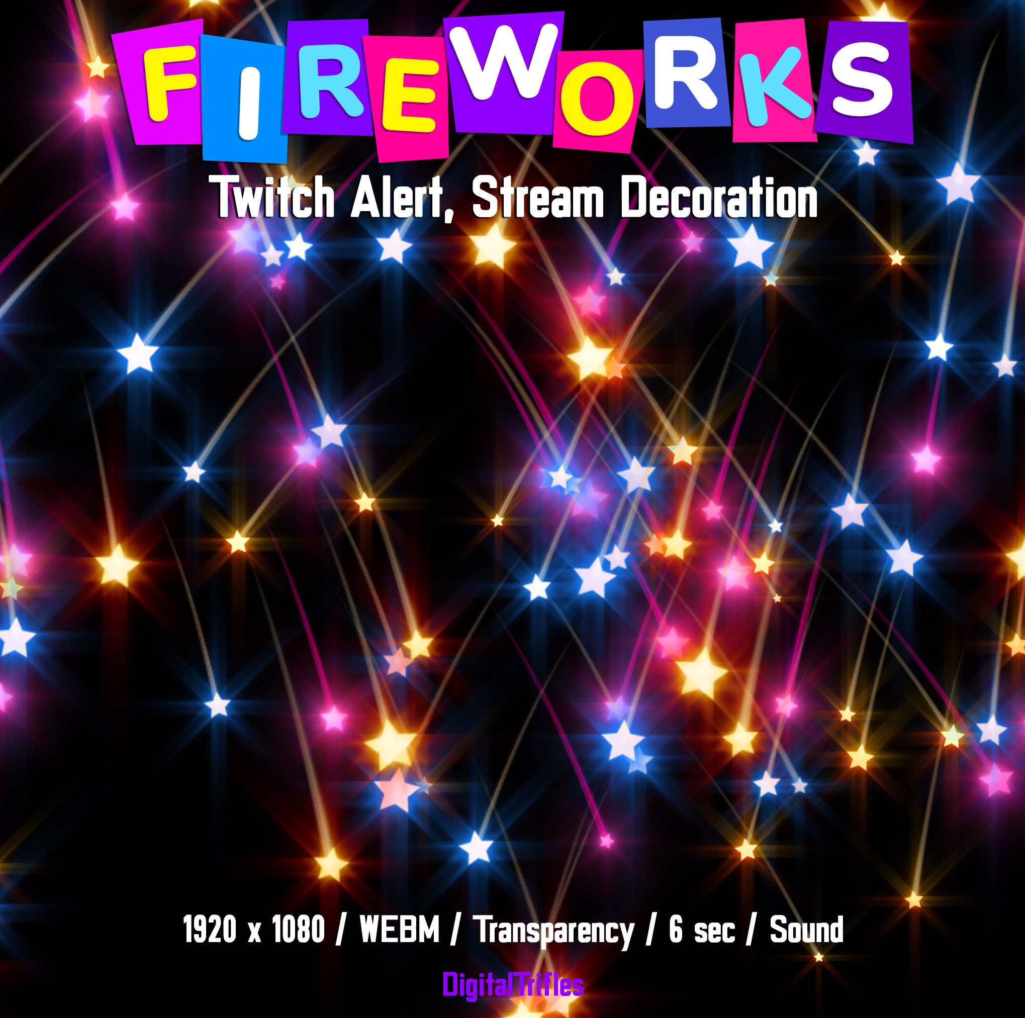 Twitch Alert Fireworks, Animated Stream Overlay, Follow, Gift Subs ...