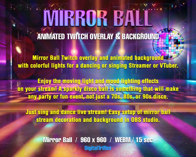 Mirror Ball Stream Scene, Animated Twitch Overlay and Background, Live ...
