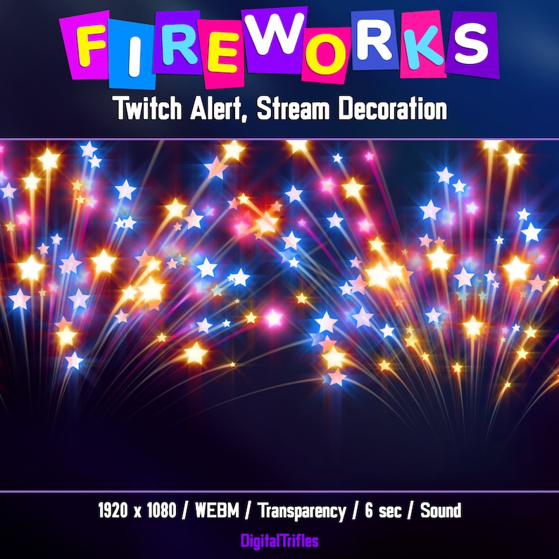 Twitch Alert Fireworks, Animated Stream Overlay, Follow, Gift Subs ...