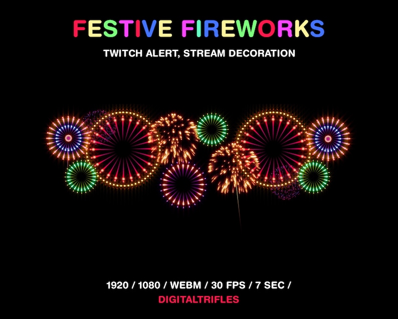 Festive Fireworks Twitch Overlay, Animated Fullscreen Alert, Stream ...