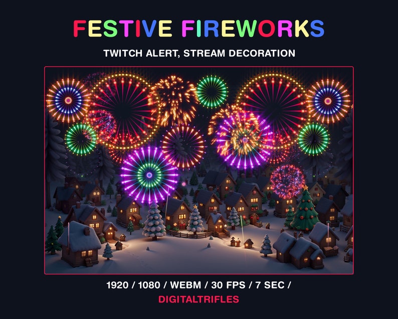 Festive Fireworks Twitch Overlay, Animated Fullscreen Alert, Stream ...