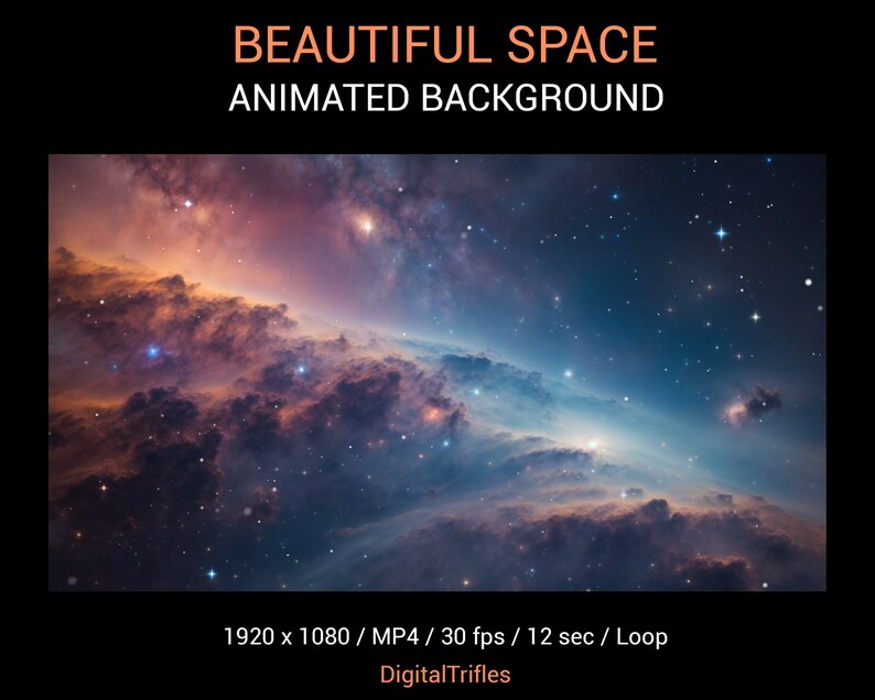 Space Animated Background, Night Sky Twitch Overlay, Celestial Vtuber ...