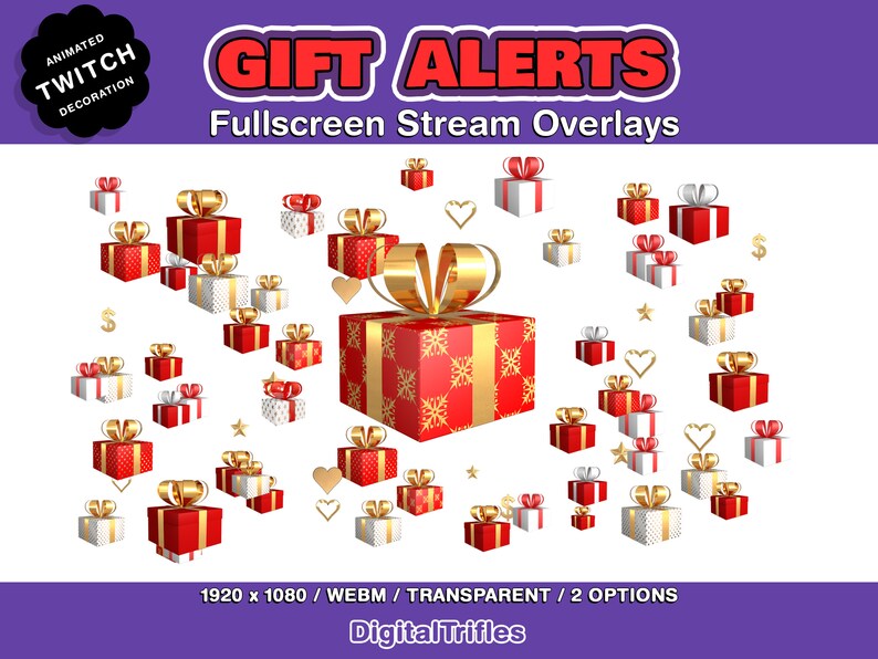 Animated Twitch Alert Gifted Subs, Cute Fullscreen Stream Overlay, Rain ...