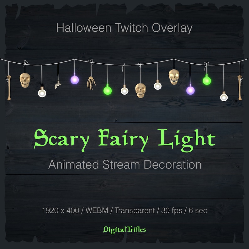 Halloween Stream Decoration, Animated Twitch Overlay, Scary Skull Fairy ...