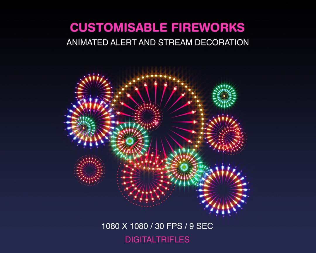 Customizable Fireworks Twitch Alert, Animated Overlay, Colorful Stream ...