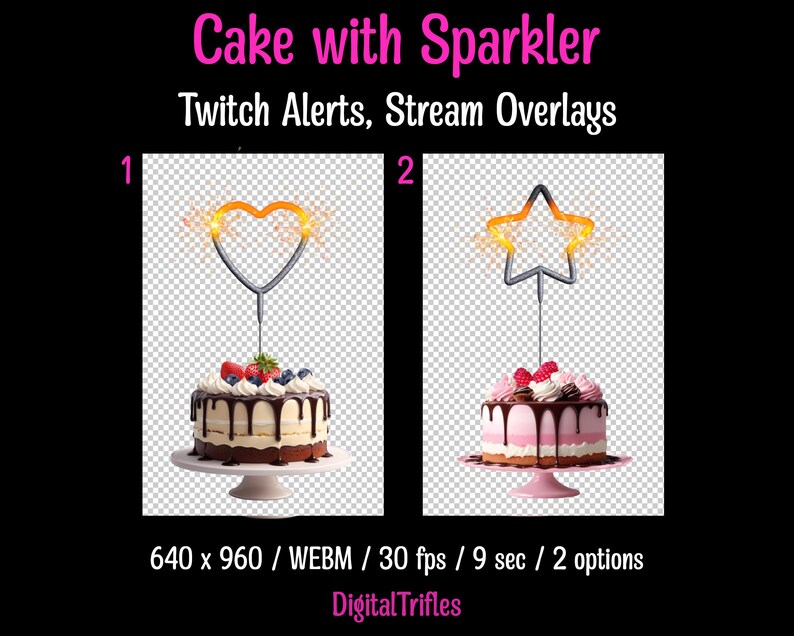 Cake Sparklers Twitch Alerts, Animated Stream Overlays, Happy Birthday ...