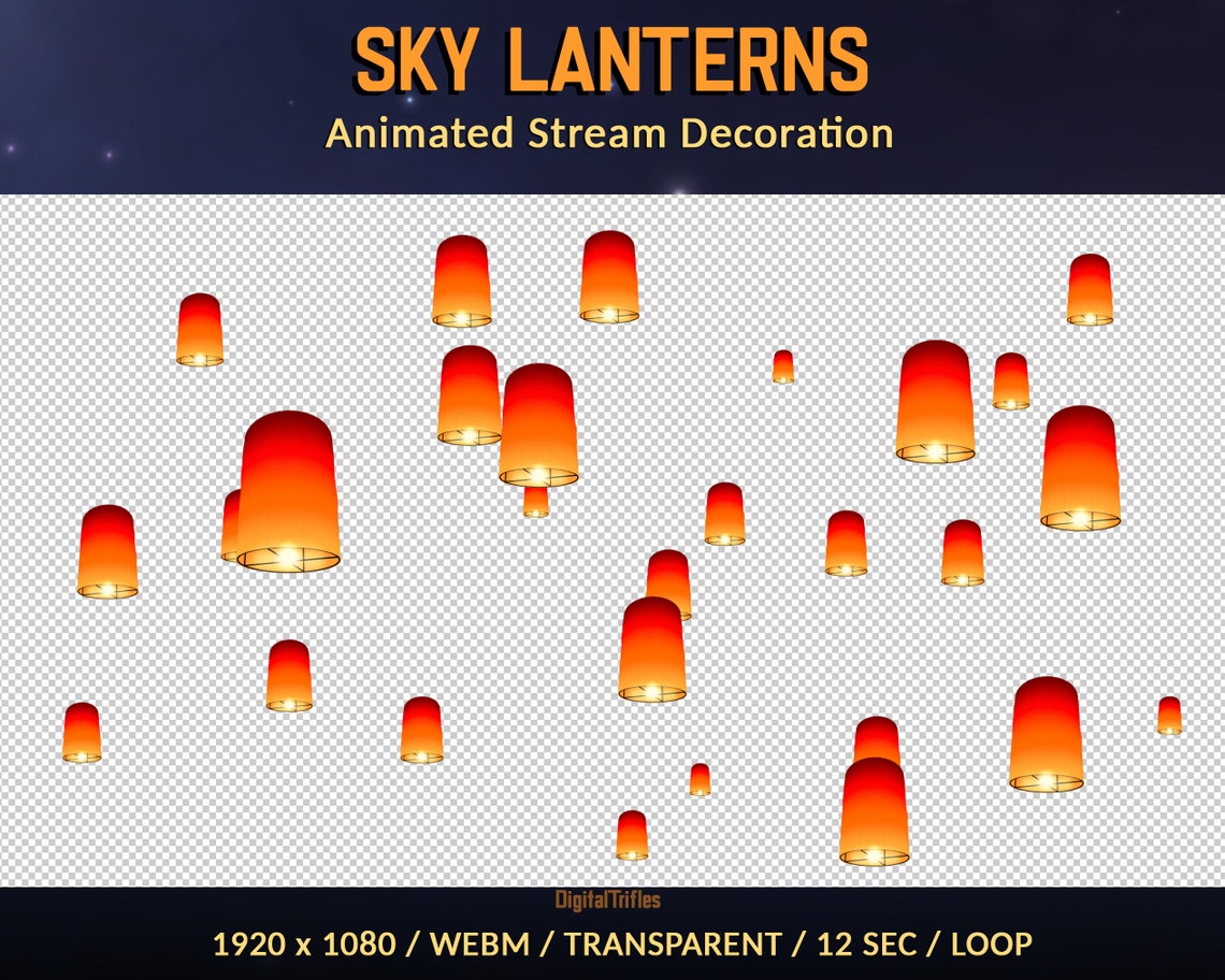 Animated Sky Lanterns Twitch Overlay, Lunar New Year Stream Decoration ...