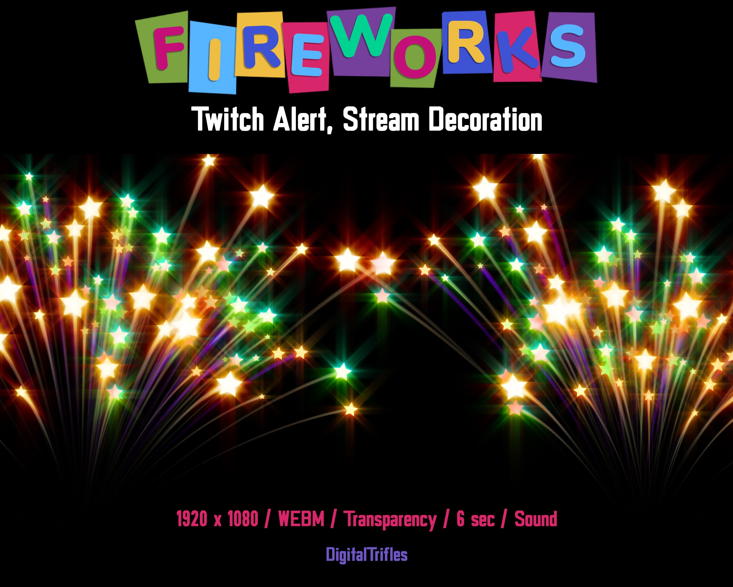 Fireworks Twitch Alert, Animated Stream Overlay, 4th July, New Year ...