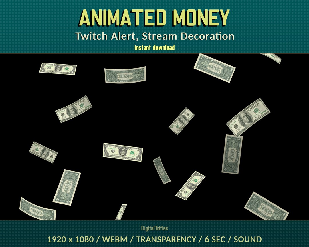 Falling Money Animated Twitch Alert New Donation, Full Screen Stream ...