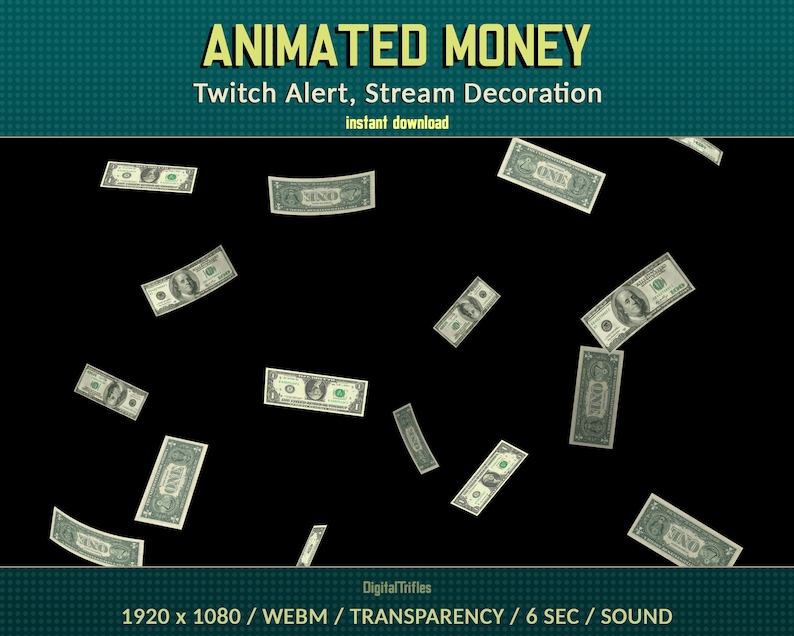 Falling Money Animated Twitch Alert New Donation, Full Screen Stream ...