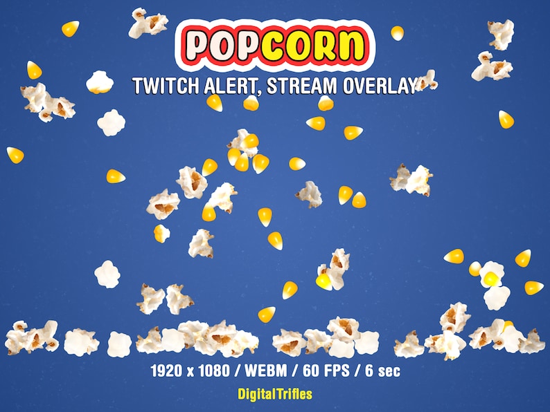 Twitch Overlay Popcorn, Animated Stream Alert, Popcorn Popping Asset ...