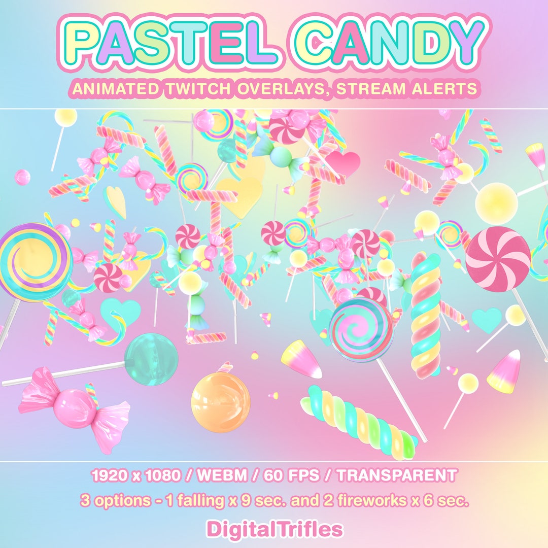 Candy Stream Alerts, Pastel Twitch Overlay, Kawaii Lollipop Assets for ...