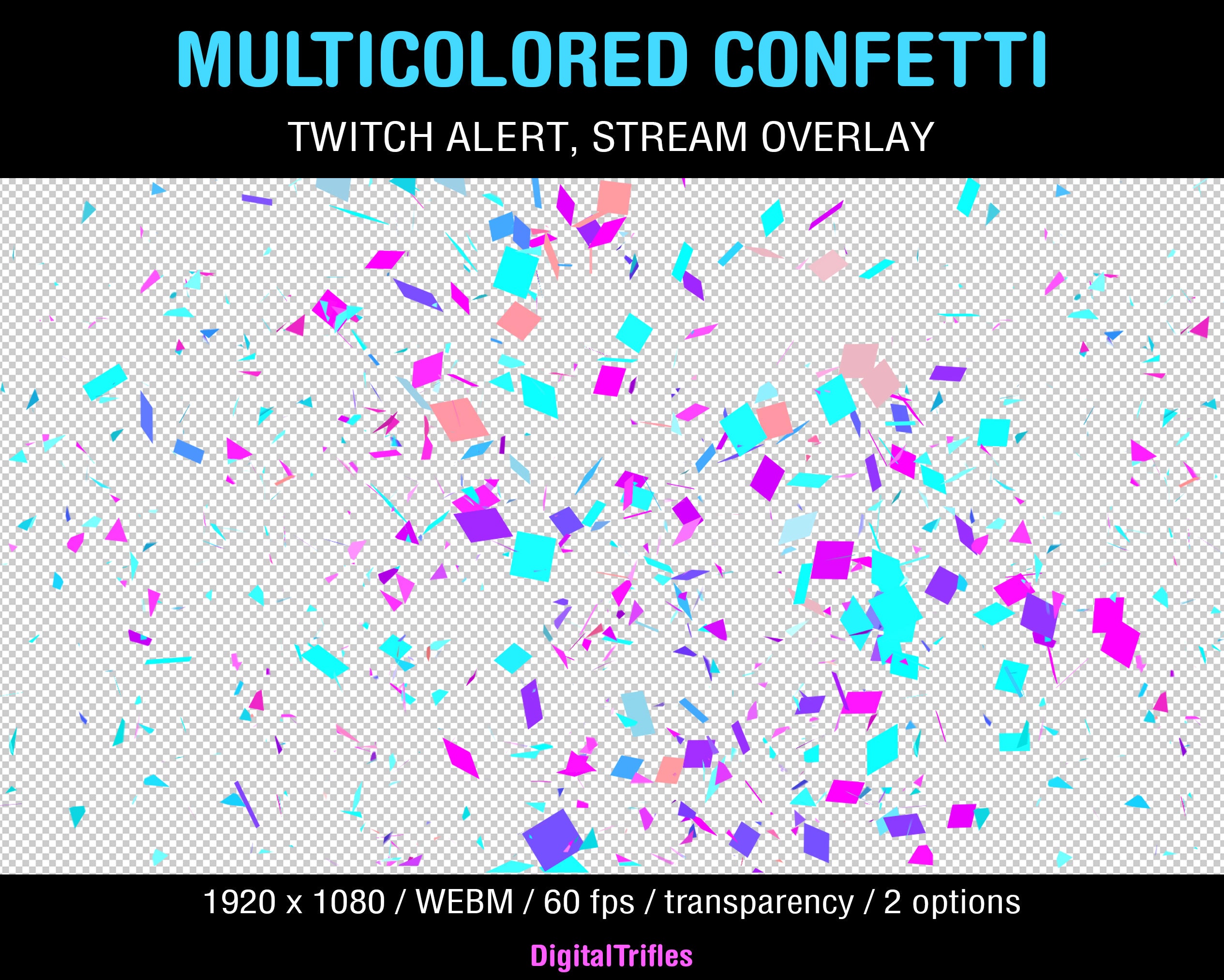 Twitch Alerts Animated Confetti, Stream Overlays Multicolored Animation ...
