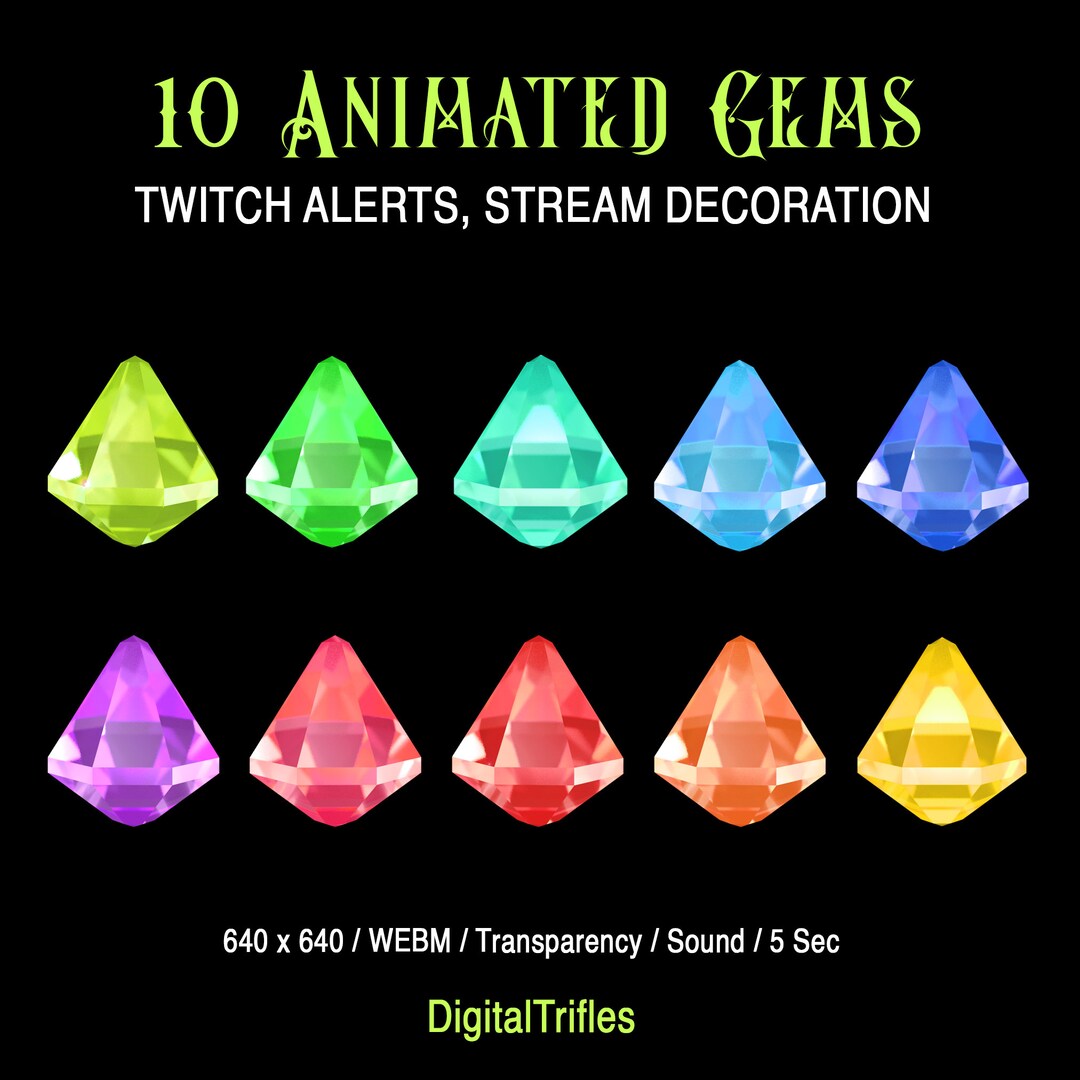 Animated Gems Twitch Alerts, Stream Decoration, Twitch Overlay ...