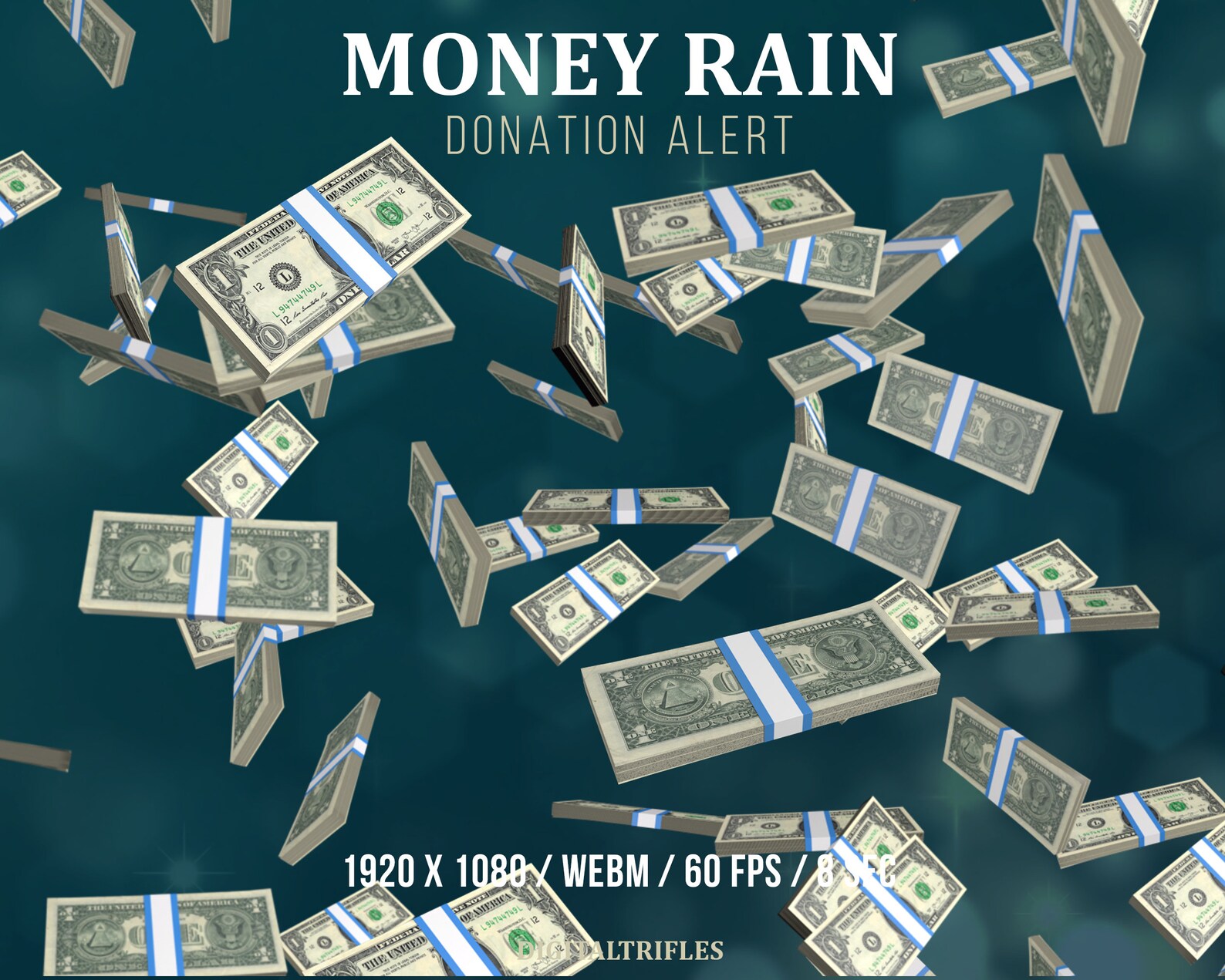Donation Twitch Alert Dollar Cash Falling, Animated Stream Overlay ...