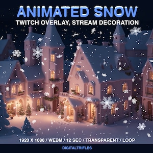Christmas Snow Animated Twitch Overlay, Cozy Winter Assets for Streamer ...