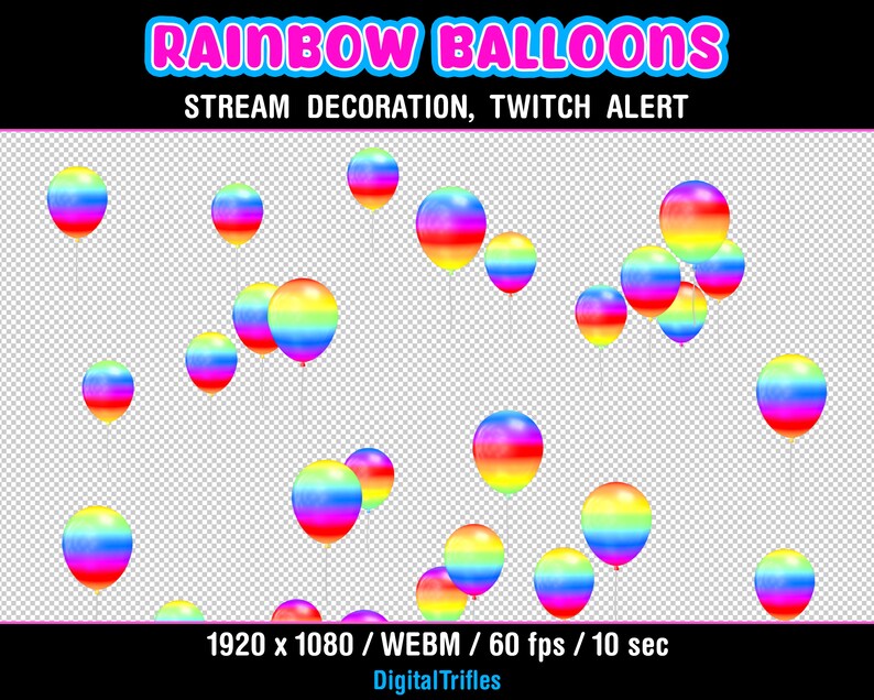 Twitch Overlay Rainbow Balloons, Animated Alert, Bright Colorful Stream ...