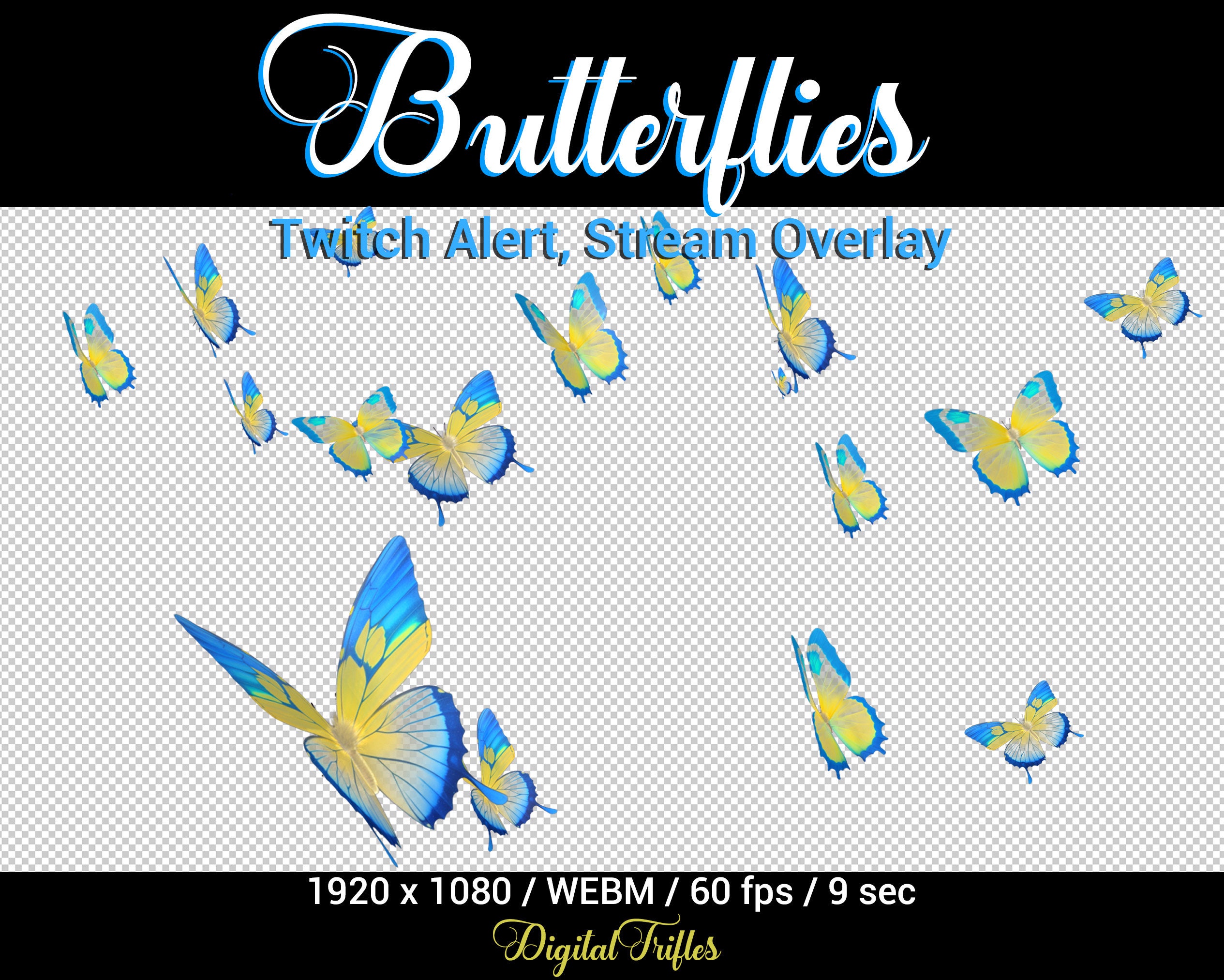 Animated Butterfly Twitch Overlay, Stream Alert and Full-screen Decor ...
