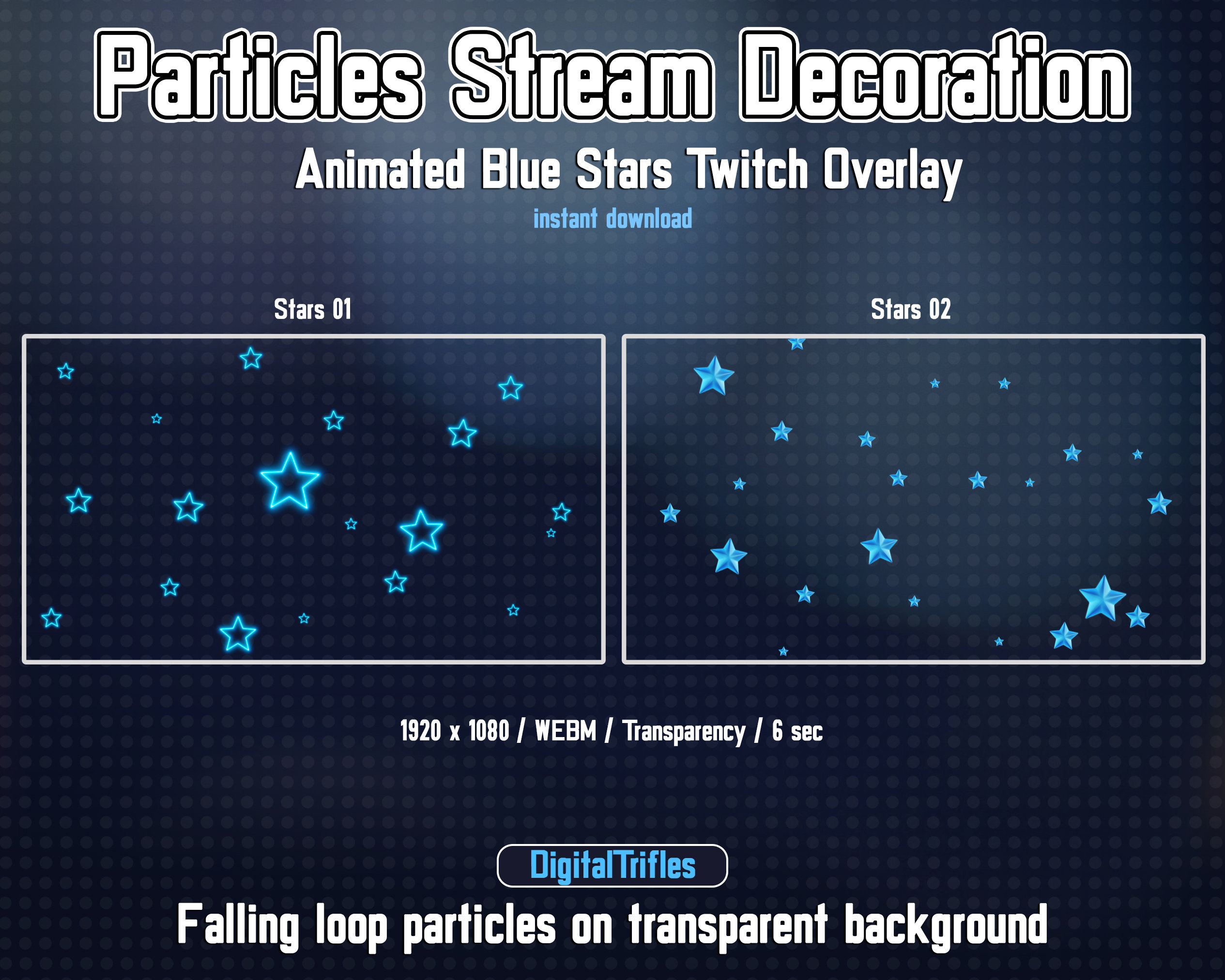 Colorful Stars Stream Decoration, Animated Twitch Overlay, Neon Falling ...