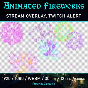 Animated Firework, Full Screen Stream Overlay, Twitch Alert, Vtuber and ...