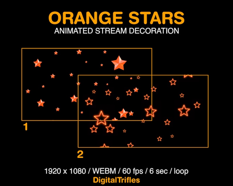 Orange Stars Animated Stream Decoration, 2 Festive Assets for Streamers ...