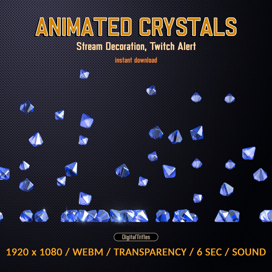 Blue Crystals Twitch Alert, Stream Decoration, Falling Gems, Bit Alert ...