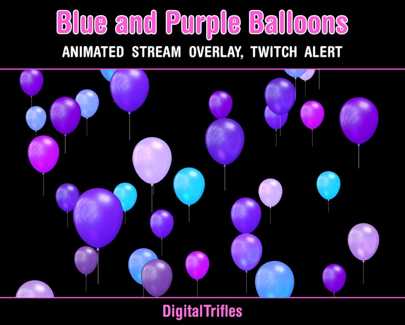Twitch Stream Alert, Animated Blue and Purple Balloons, Cute Stream ...