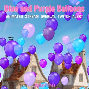Twitch Stream Alert, Animated Blue and Purple Balloons, Cute Stream ...