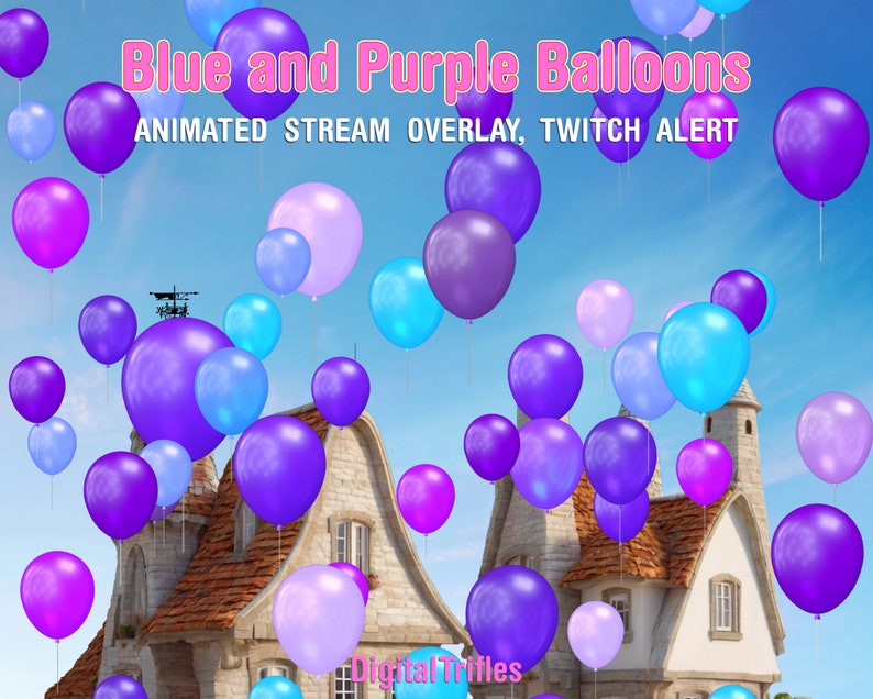 Twitch Stream Alert, Animated Blue and Purple Balloons, Cute Stream ...