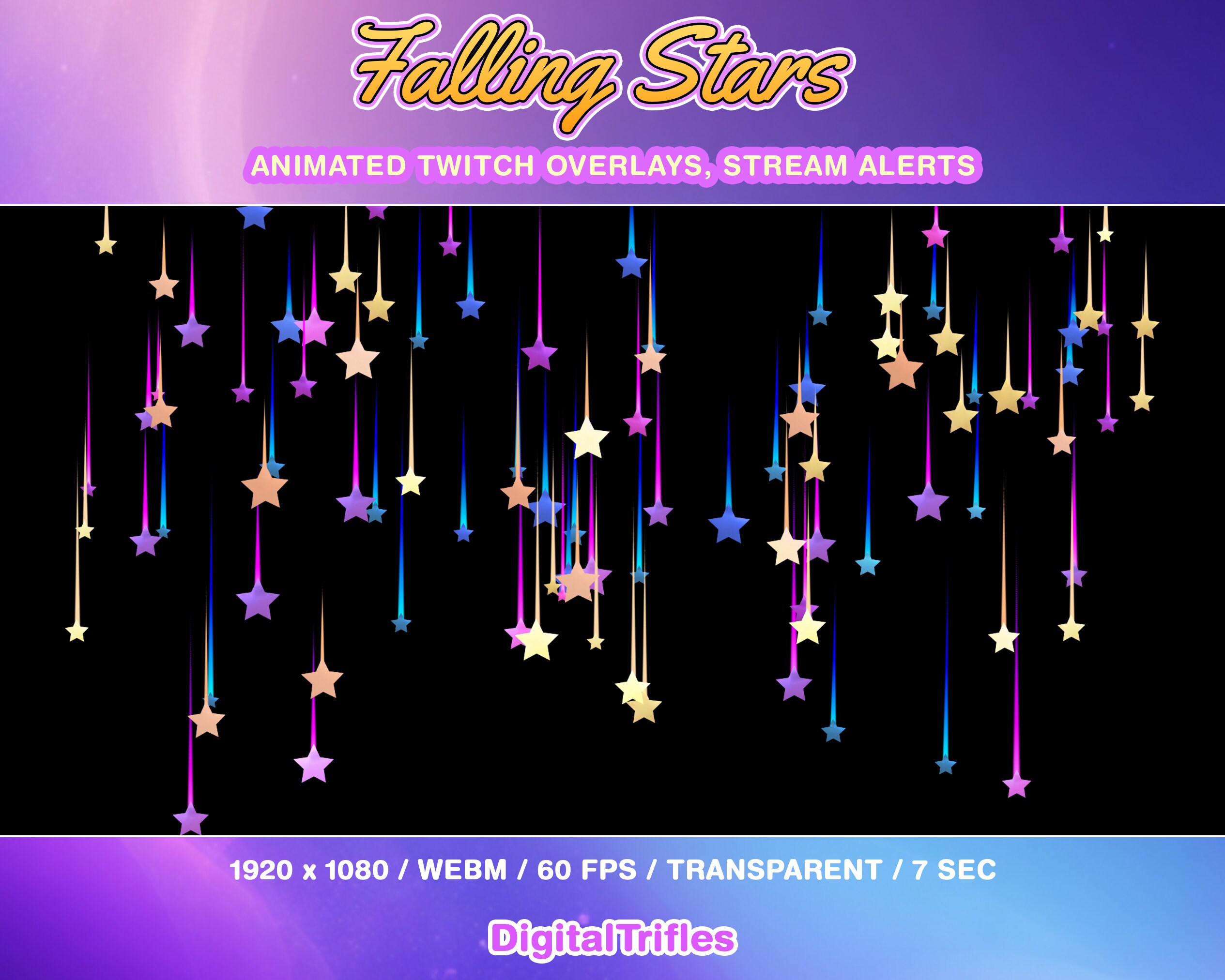 Falling Stars Twitch Alert Animated Stream Decoration Cute - Etsy