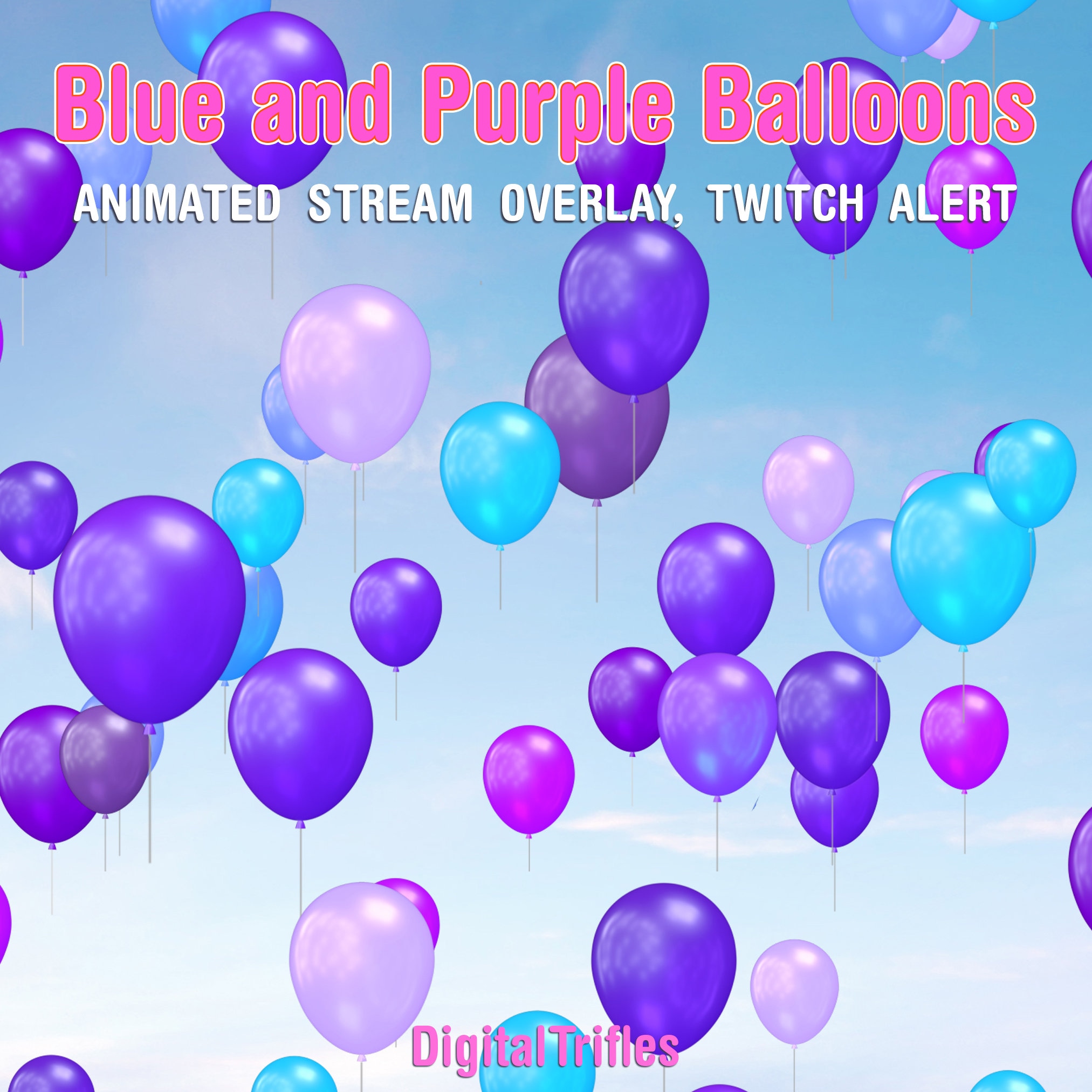 Twitch Stream Alert, Animated Blue and Purple Balloons, Cute Stream ...