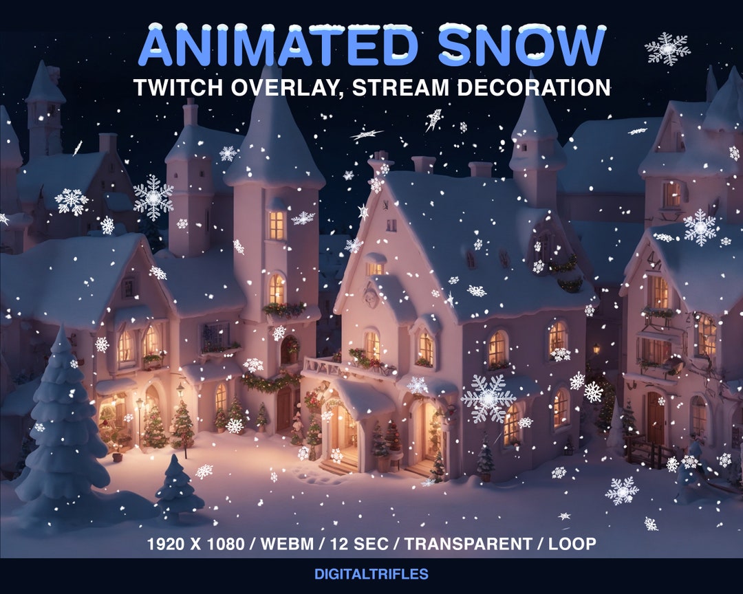 Christmas Snow Animated Twitch Overlay, Cozy Winter Assets for Streamer ...