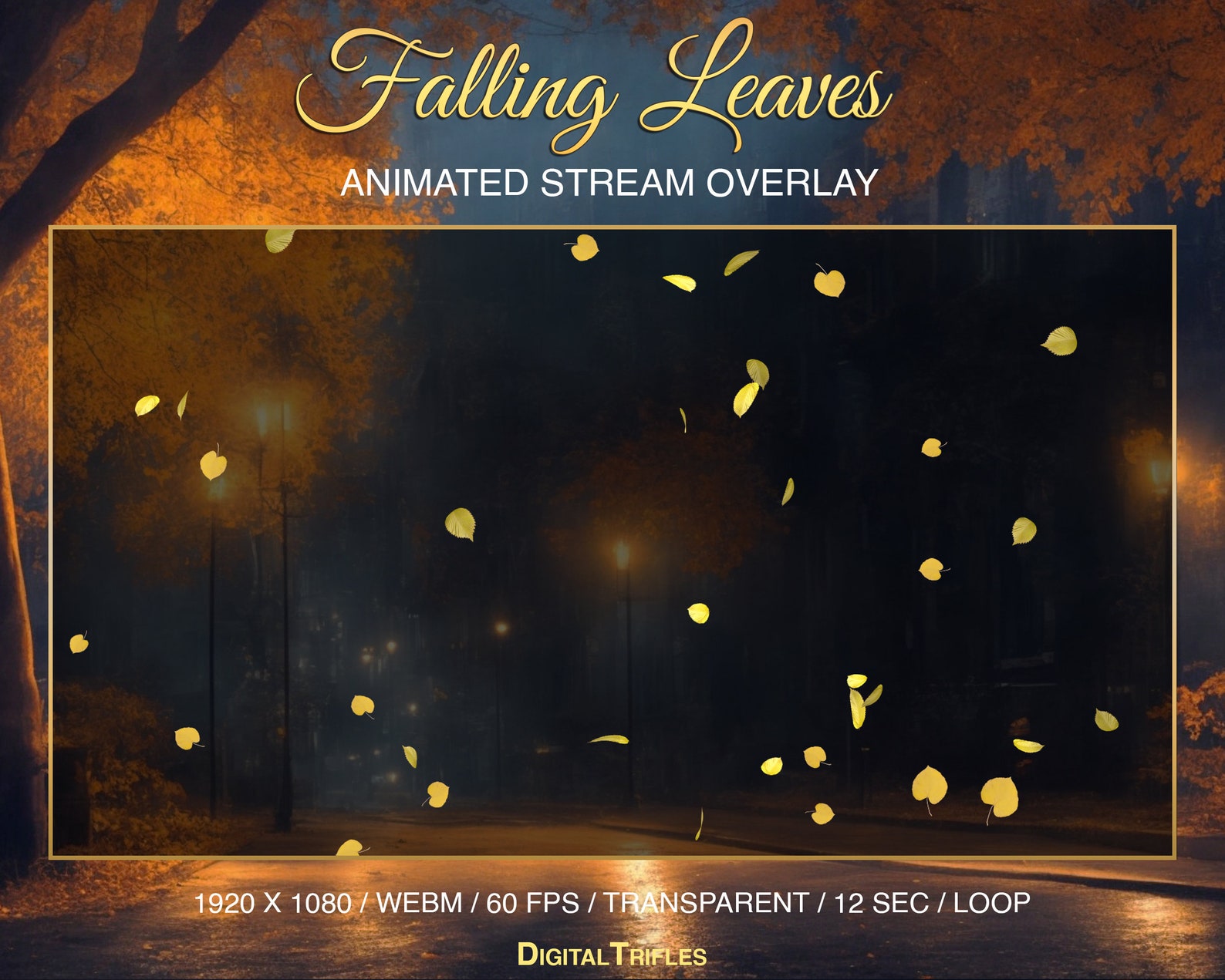 Twitch Overlay Falling Autumn Leaves, Fall Animated Vtuber Asset, Cozy ...