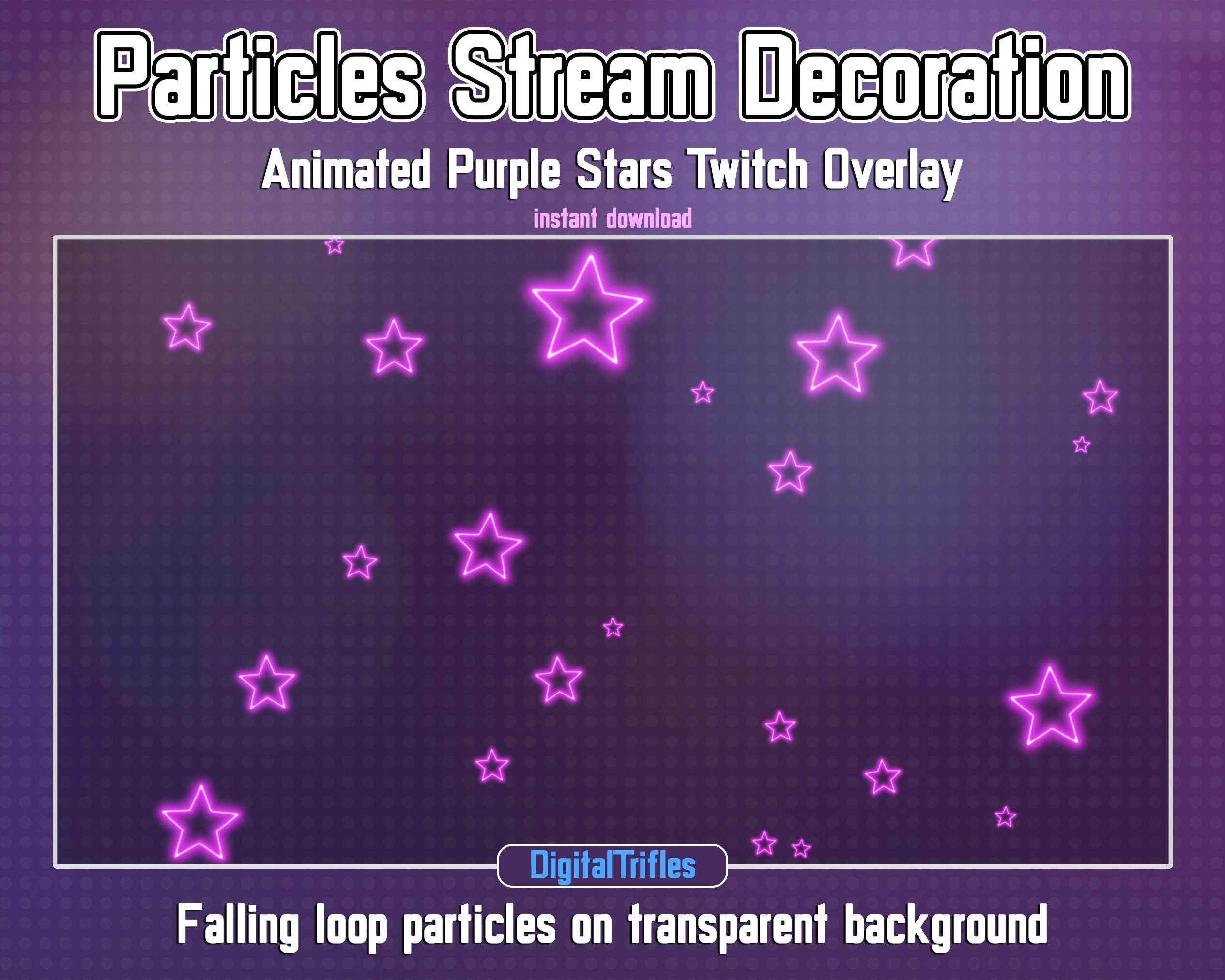 Colorful Stars Stream Decoration, Animated Twitch Overlay, Neon Falling ...