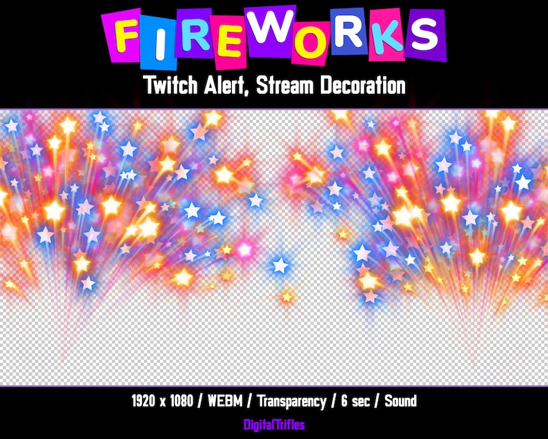 Twitch Alert Fireworks, Animated Stream Overlay, Follow, Gift Subs ...