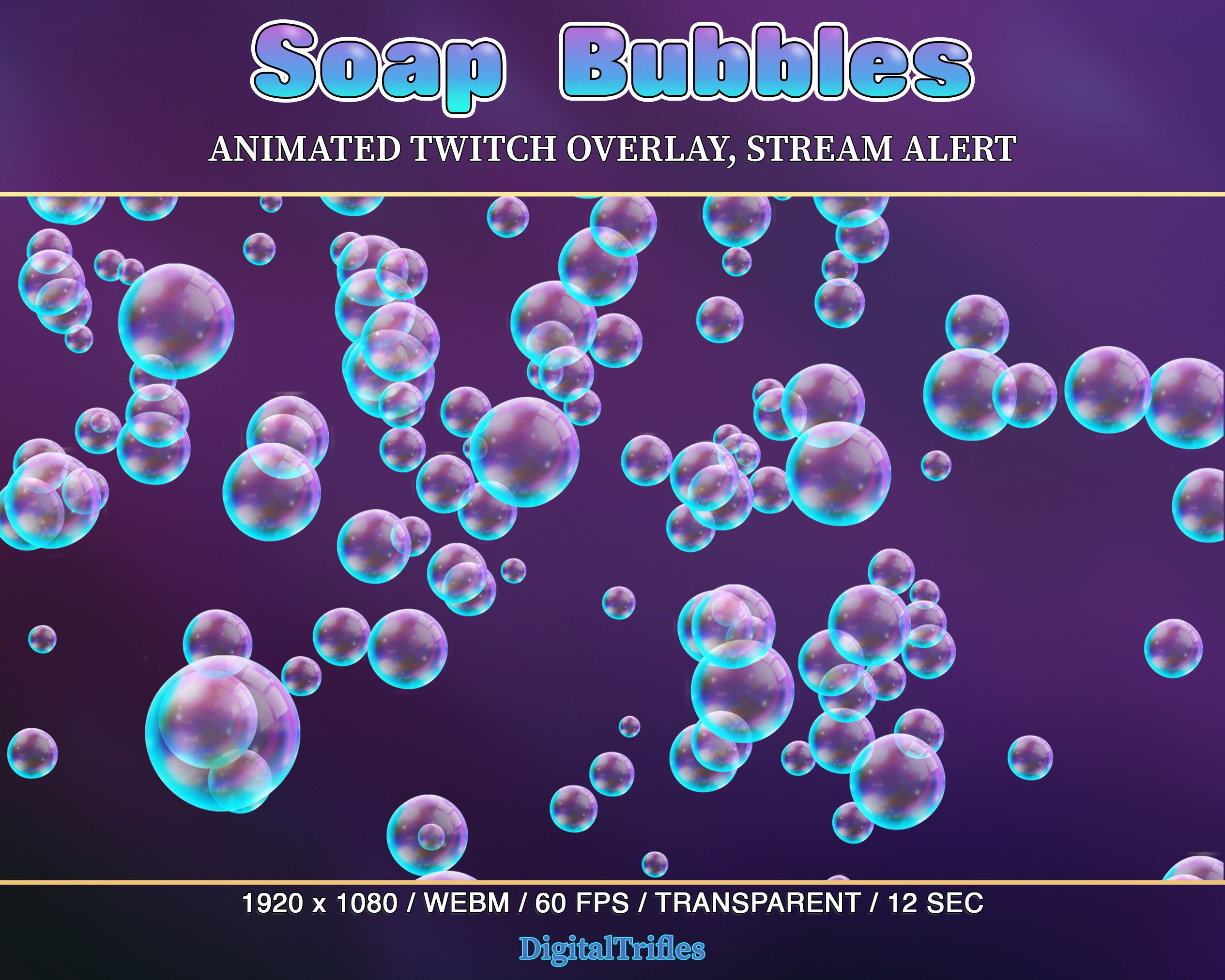 Colorful Bubbles Twitch Overlay, Animated Alert, Cute Stream Decor ...