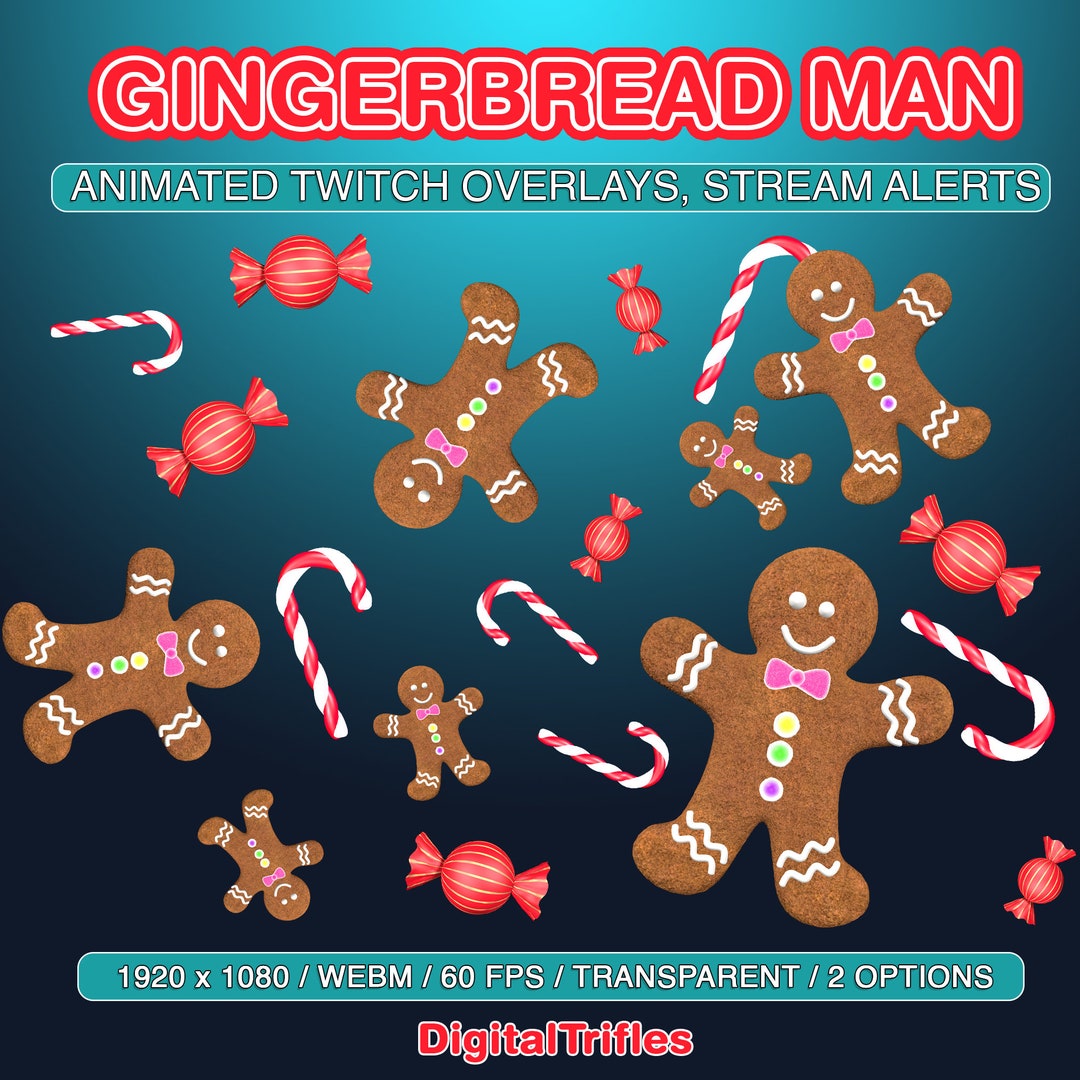 Christmas Twitch Overlay Gingerbread Men, Cute Animated Alerts and ...