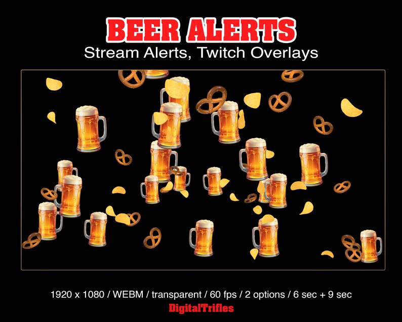 Beer Twitch Alerts and Stream Decoration, Two Animated Overlays, Beer ...